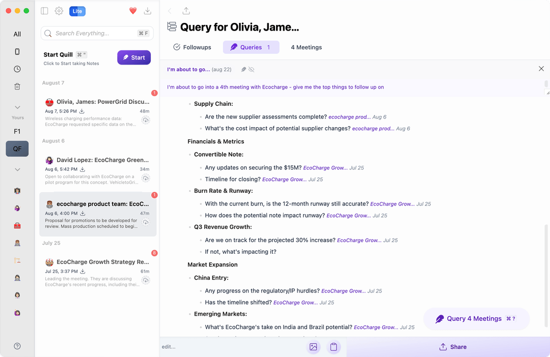 Quill Meetings | Automate Your Post-Meeting Workflow – Tasks, Emails, & CRM